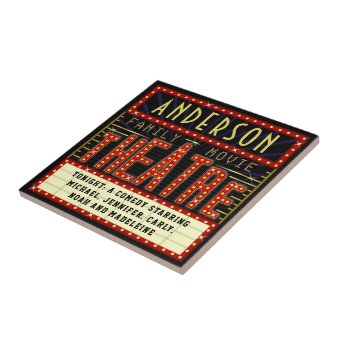 Movie Theatre Marquee Home Cinema | Personalized Ceramic Tile | Zazzle