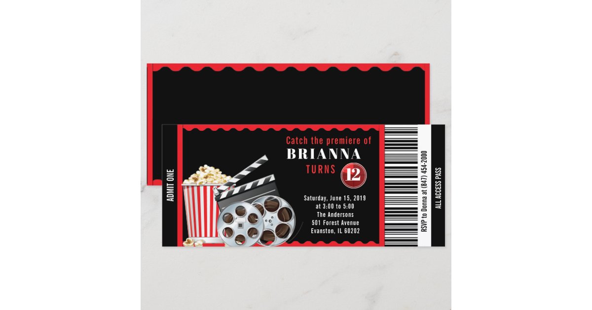 movie theme birthday invitation | Zazzle