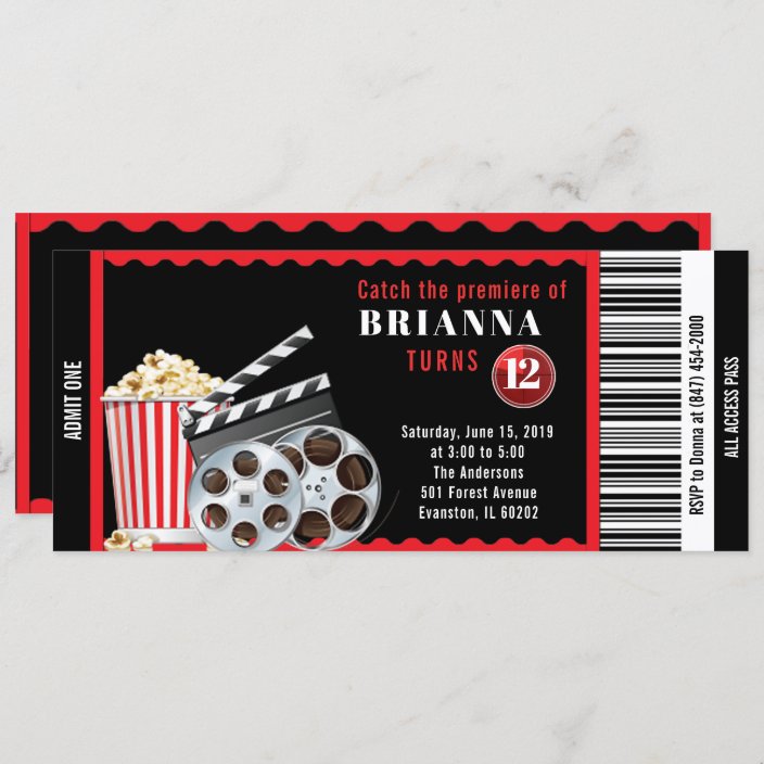 movie theme birthday invitation | Zazzle.com