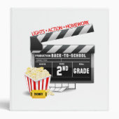 Movie Theme Clapboard 2nd Grade 3 Ring Binder | Zazzle