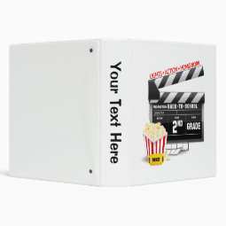 Movie Theme Clapboard 2nd Grade 3 Ring Binder | Zazzle