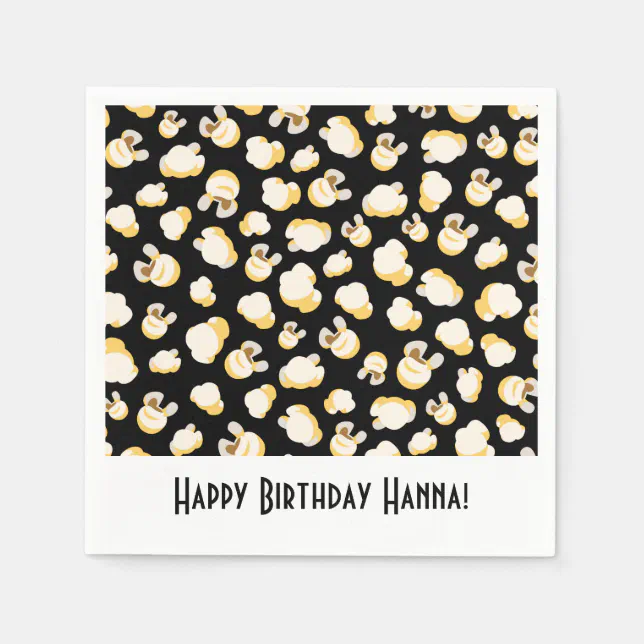 Movie Theme Popcorn Pattern Birthday Party Napkins | Zazzle