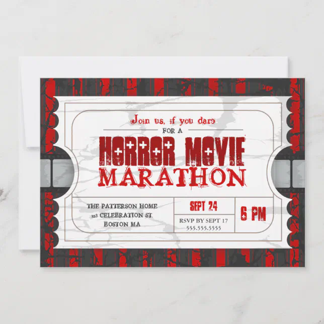 Movie Ticket Horror Movie Party Admission Invite | Zazzle
