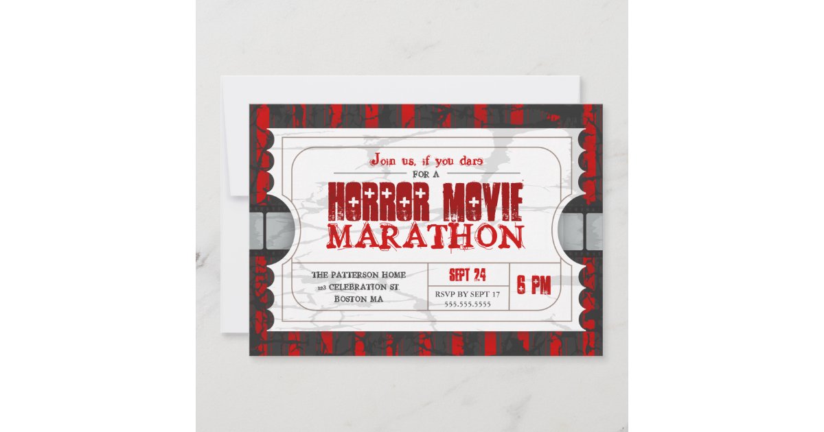 Movie Ticket Horror Movie Party Admission Invite | Zazzle