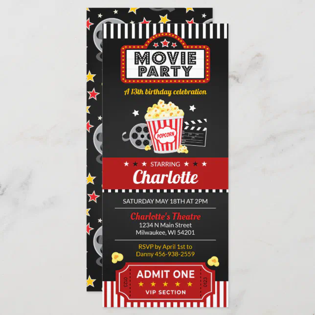 Movie Ticket Invite, Movie Night Invitation | Zazzle