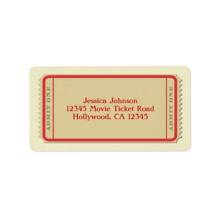 Movie Ticket Mailing Label | Zazzle.com