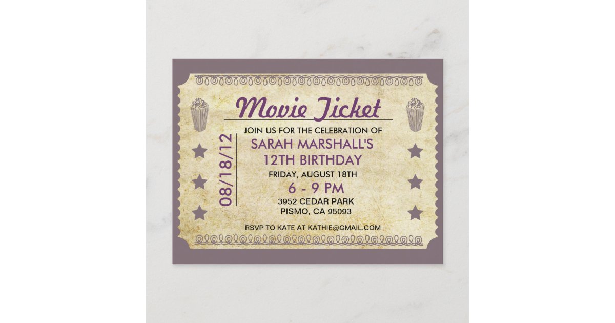 Movie Ticket Theme Postcard | Zazzle
