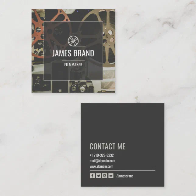 Movie Video Filmmaker Square Business Card | Zazzle
