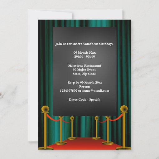 Movie VIP photo lights cinema screening party teal Invitation | Zazzle