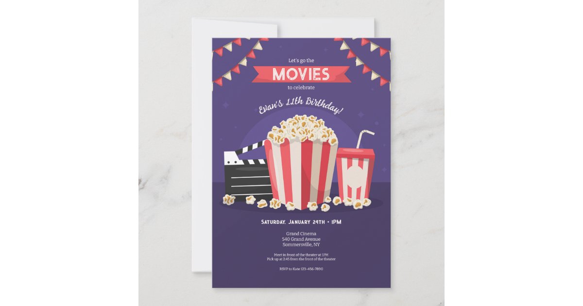 Movies and Popcorn Invitation | Zazzle