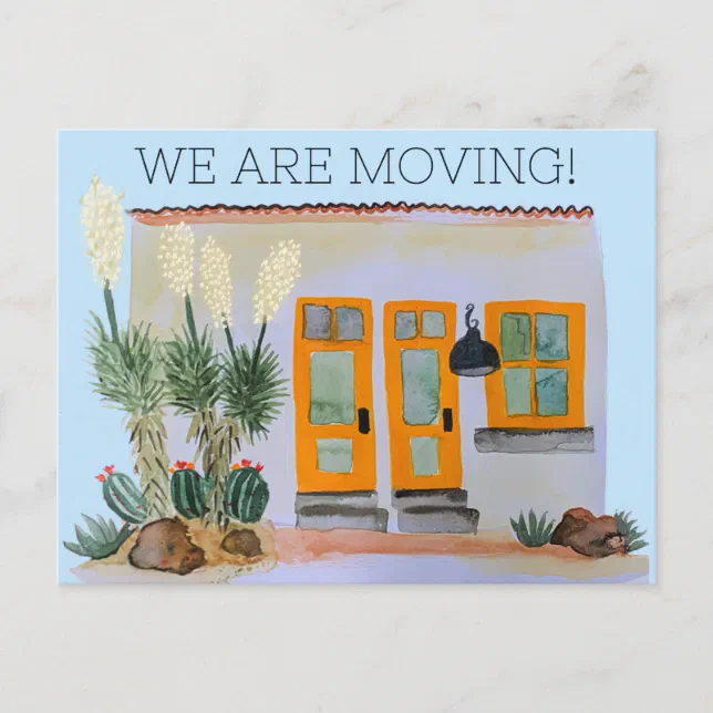 MOVING ANNOUNCEMENT Cute Adobe House Watercolor Postcard | Zazzle
