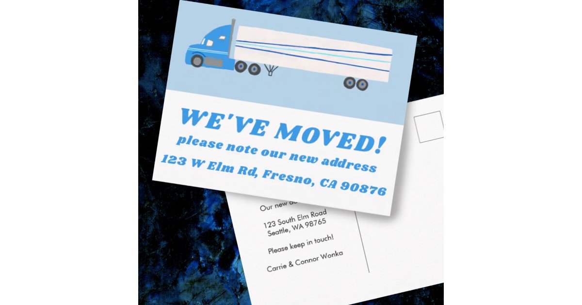 MOVING ANNOUNCEMENT NEW ADDRESS Cute Truck Fun Postcard | Zazzle