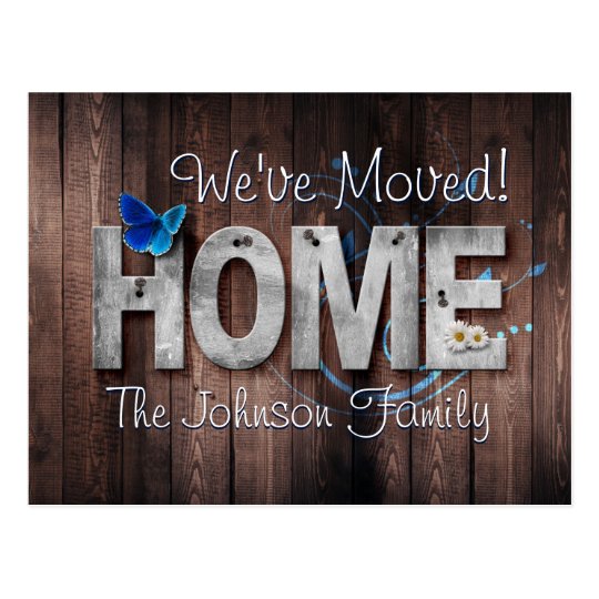 Moving Announcement New Address Rustic Wood HOME Postcard | Zazzle.com