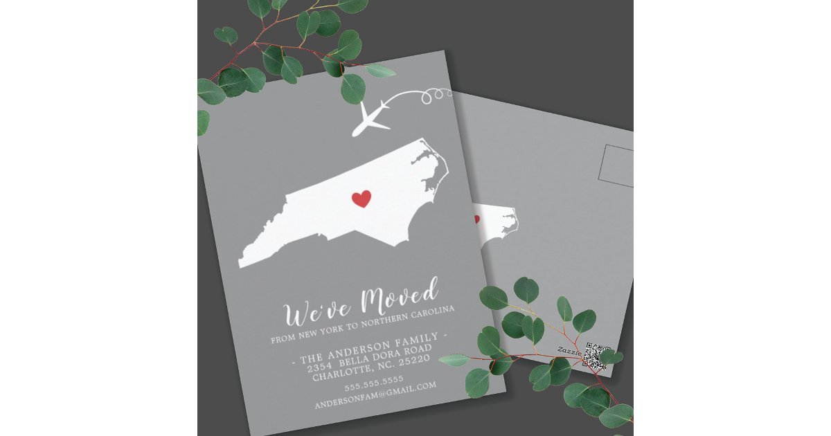 Moving Announcement State NORTH Carolina Post Card | Zazzle