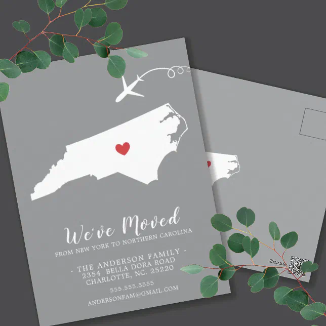 Moving Announcement State NORTH Carolina Post Card | Zazzle