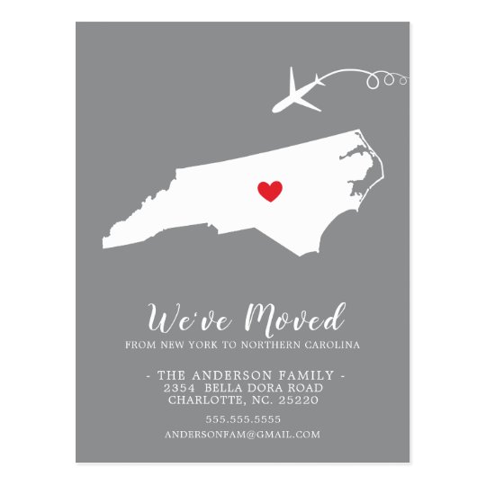 Moving Announcement State NORTH Carolina Post Card | Zazzle.com