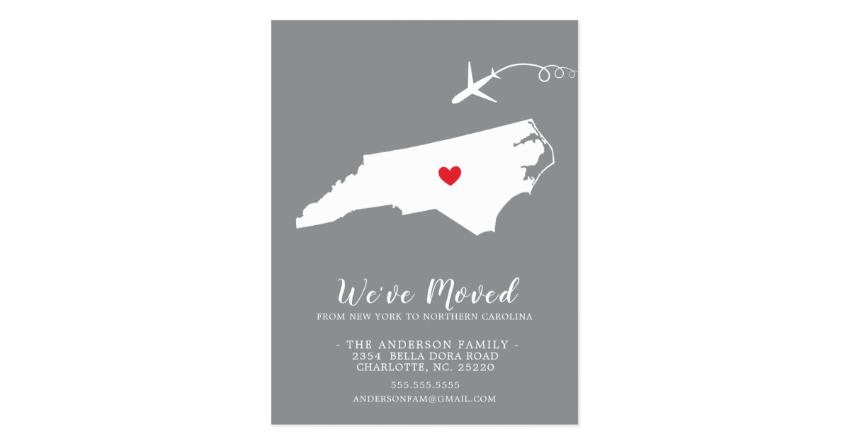 Moving Announcement State NORTH Carolina Post Card | Zazzle.com