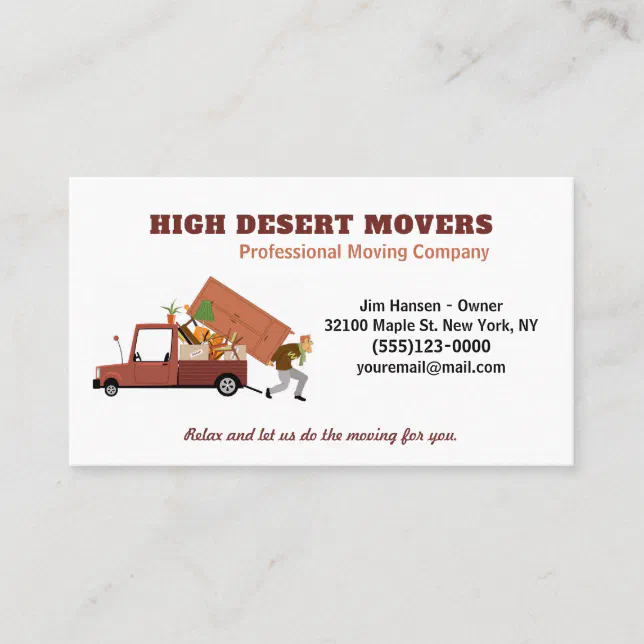 Moving Company Truck Mover Service Business Card | Zazzle