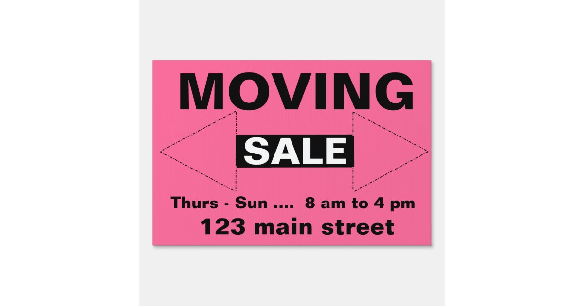Moving, Estate, Yard or Garage Sale Yard Sign | Zazzle
