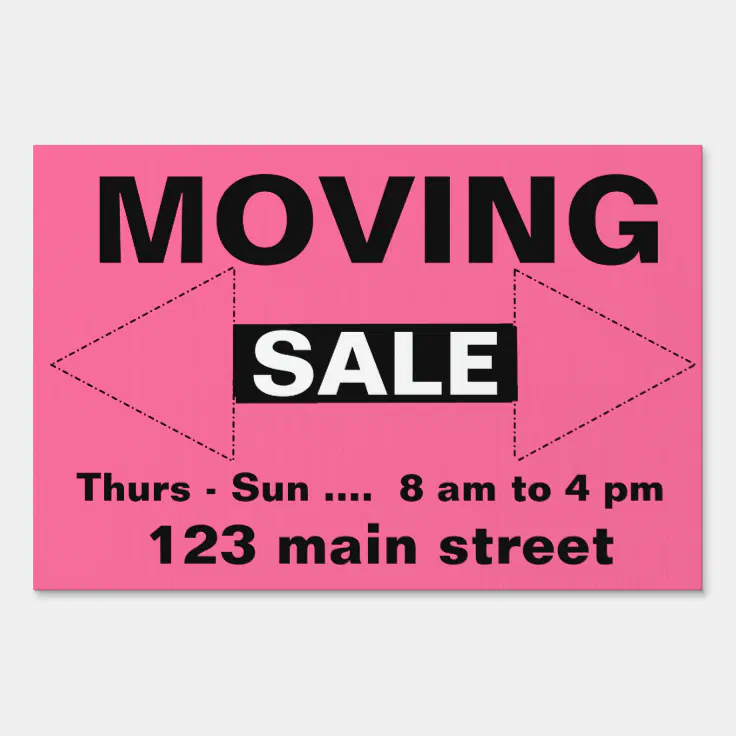 Moving, Estate, Yard or Garage Sale Yard Sign | Zazzle