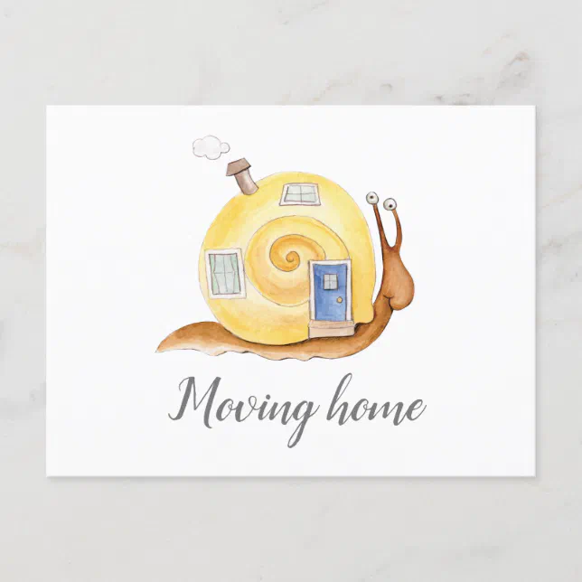 Moving home advance notice snail house move announcement postcard | Zazzle