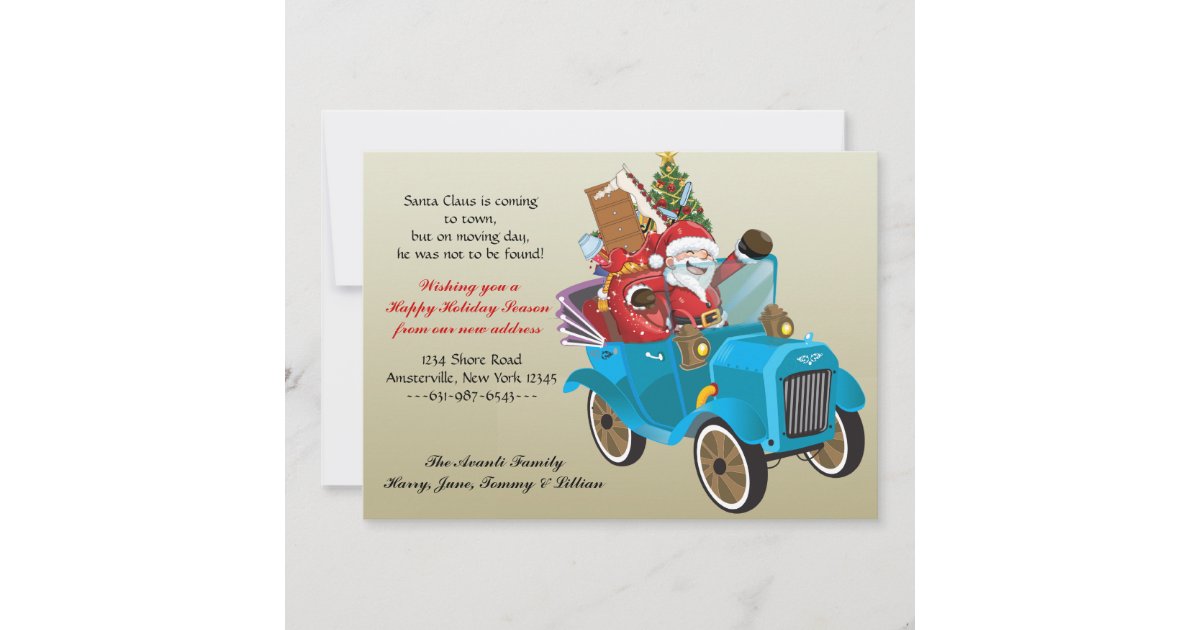 Moving Santa Holiday Moving Announcement | Zazzle