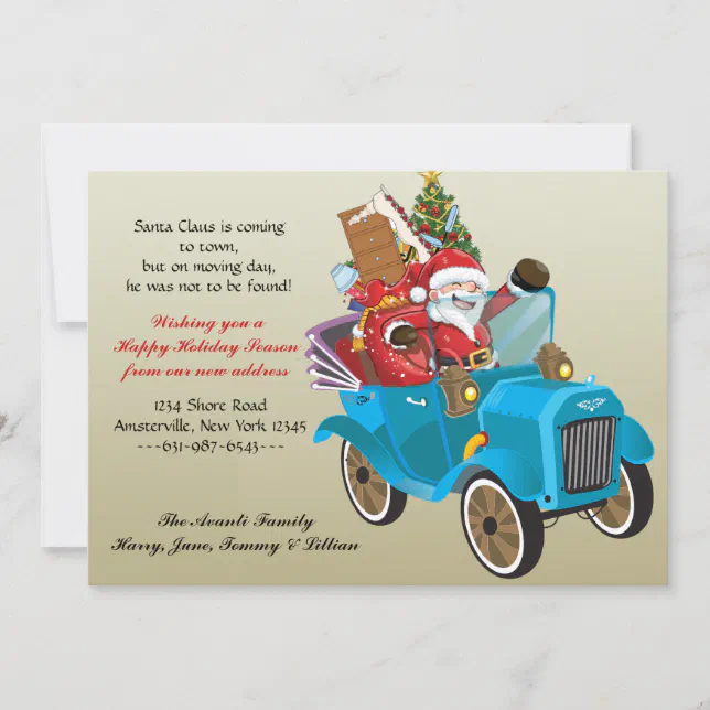 Moving Santa Holiday Moving Announcement | Zazzle