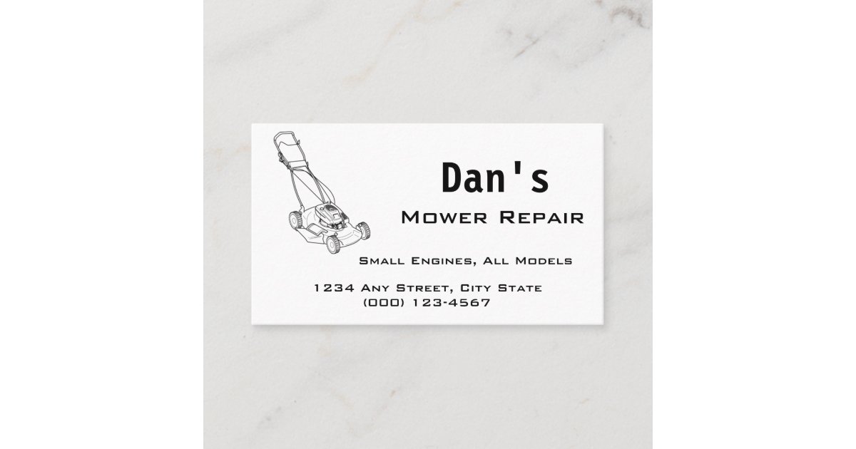 Mower and Small Engine Repair Business Card | Zazzle