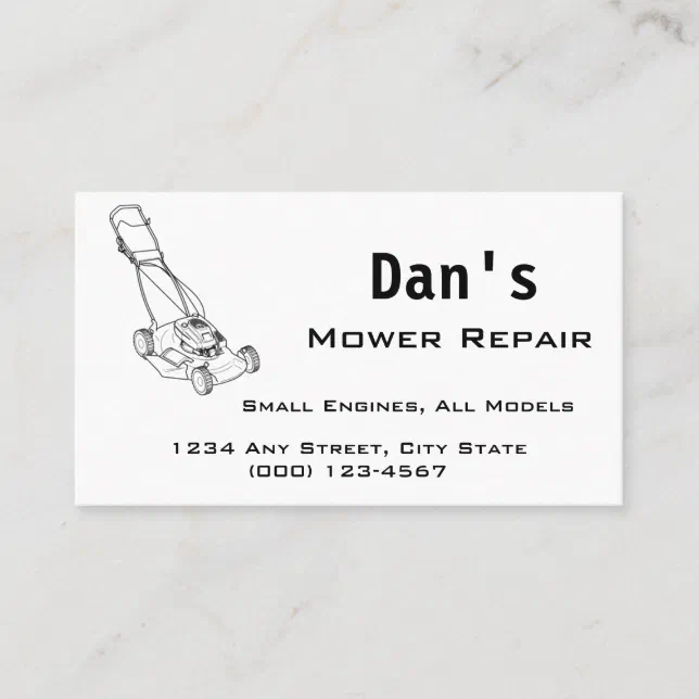 Mower and Small Engine Repair Business Card | Zazzle