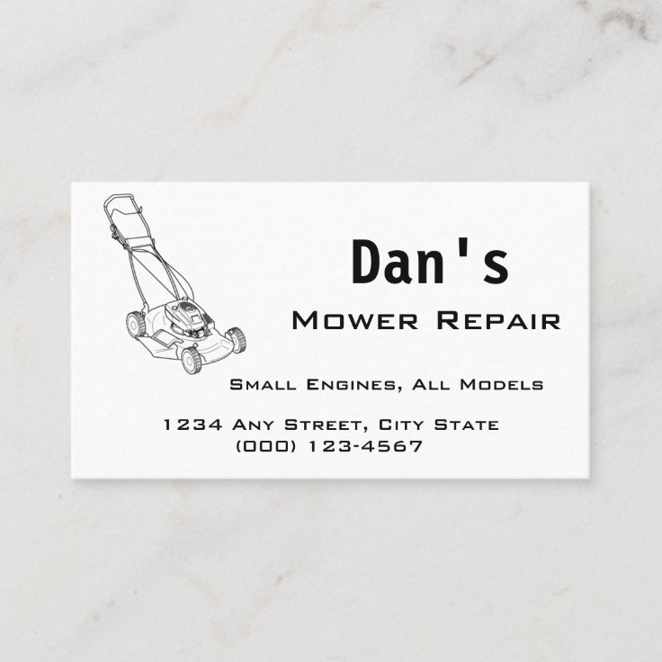 Mower and Small Engine Repair Business Card | Zazzle