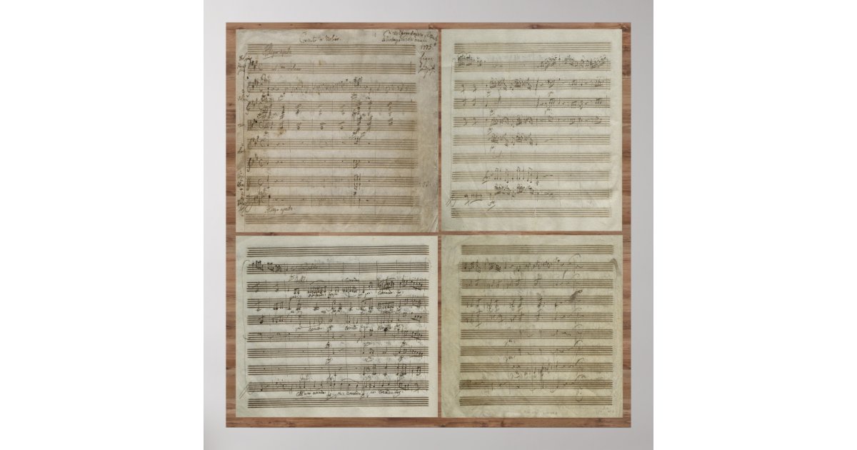 Mozart Violin Concerto Manuscript Poster | Zazzle