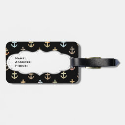 Mr anchor pattern - half of Mr & Mrs set Luggage Tag | Zazzle