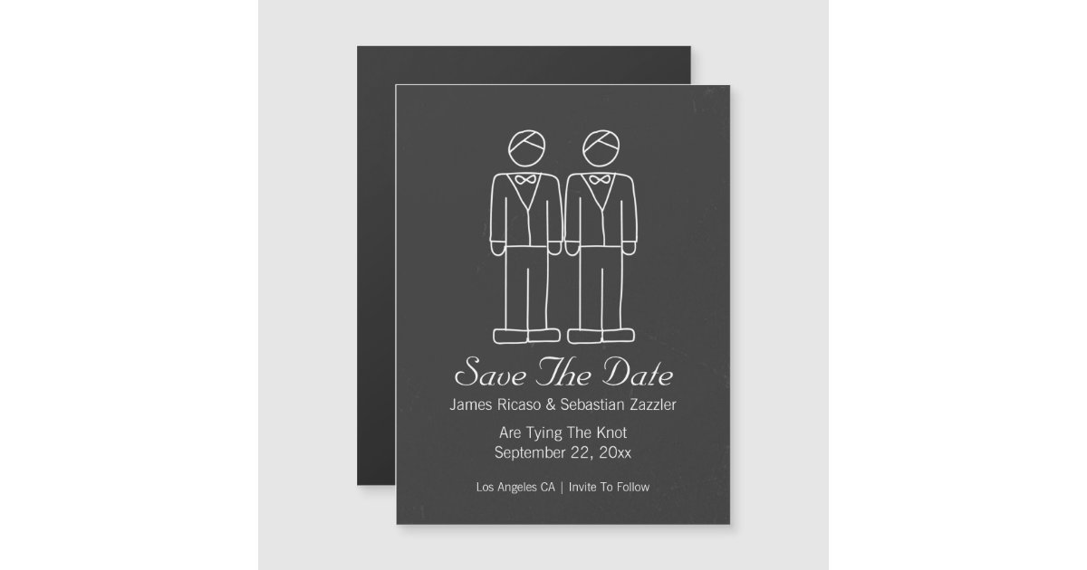 Mr and Mr Doodle Save The Date Gay Wedding Magnetic Invitation | Zazzle