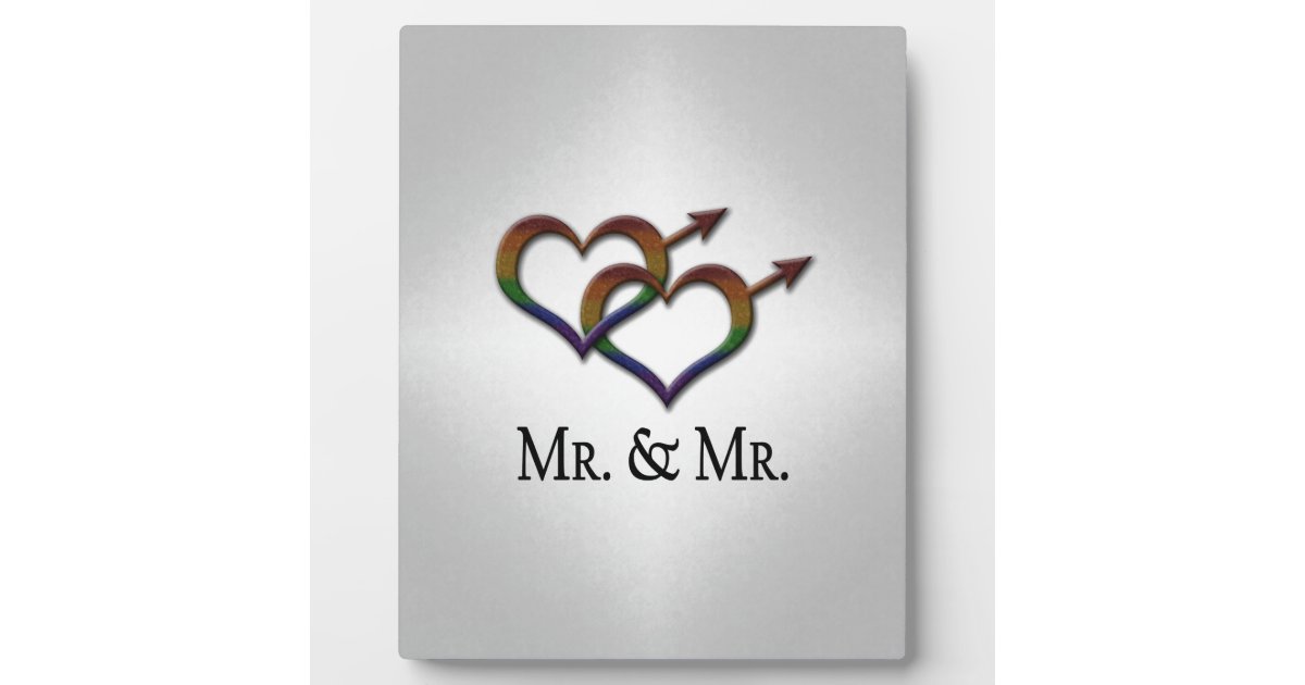 Mr. and Mr. Gay Pride Interlinking Gender Symbols Plaque | Zazzle