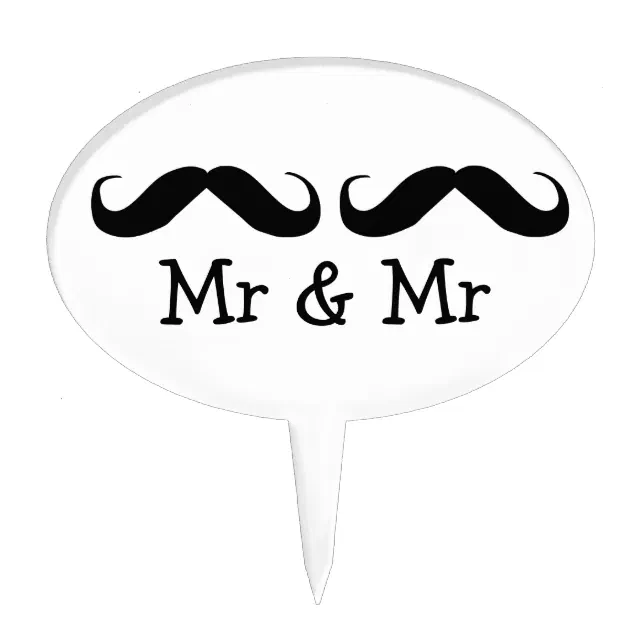 Mr and Mr Mustache Wedding v2 Cake Topper | Zazzle