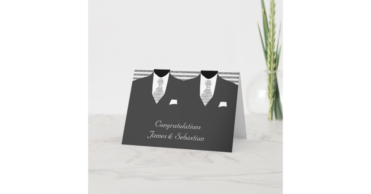 Mr and Mr Two Grooms Wedding Congratulations Card | Zazzle