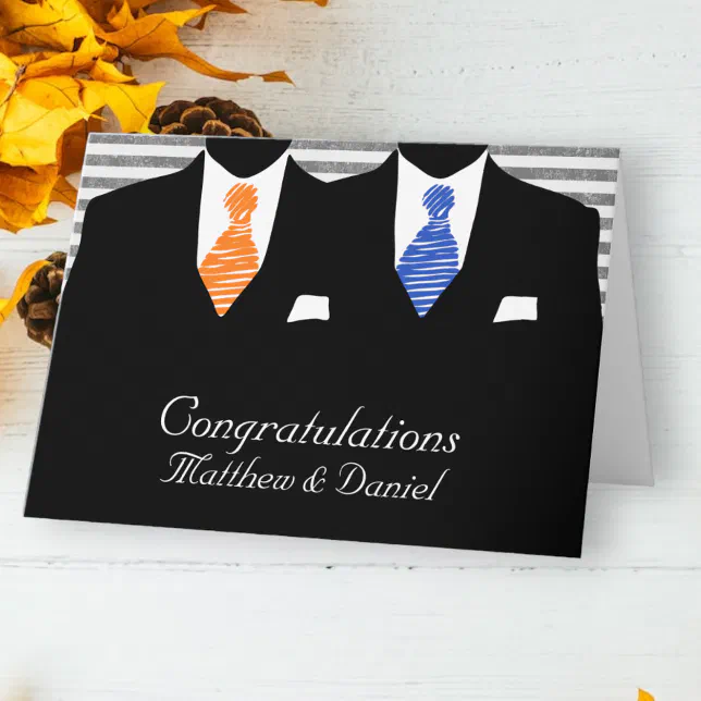 Mr and Mr Two Grooms Wedding Congratulations Card | Zazzle
