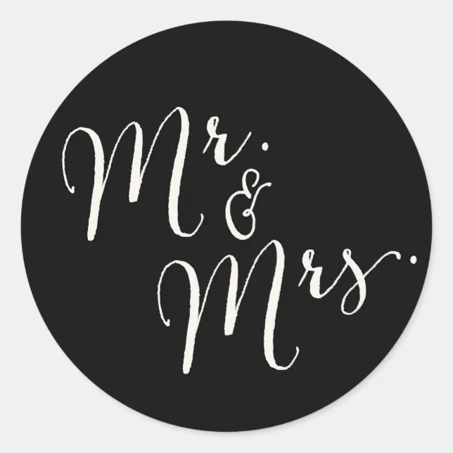 Mr and Mrs Calligraphy Script Wedding Stickers | Zazzle
