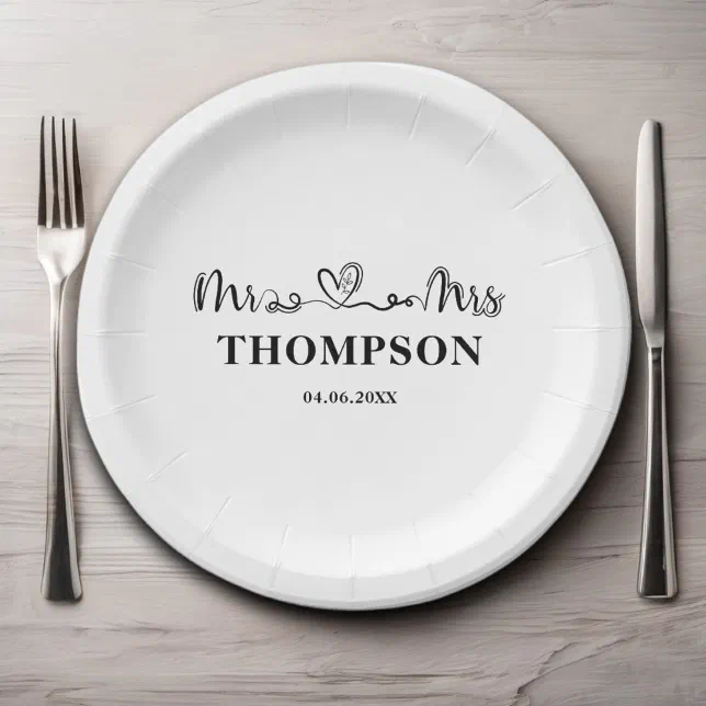 Mr and Mrs Elegant Simple | White Paper Plates | Zazzle