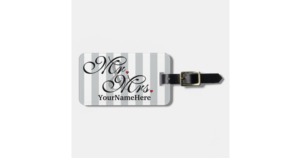 Mr. and Mrs. Name Click to Customize Color Stripes Luggage Tag | Zazzle