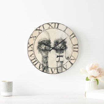 Mr. and Mrs. Ostrich Large Clock | Zazzle