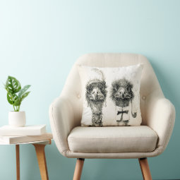 Mr. and Mrs. Ostrich Throw Pillow | Zazzle