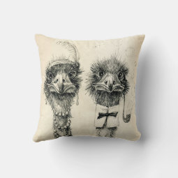 Mr. and Mrs. Ostrich Throw Pillow | Zazzle