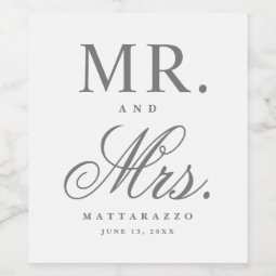 Mr. and Mrs. Script Elegant Wedding Wine Label | Zazzle
