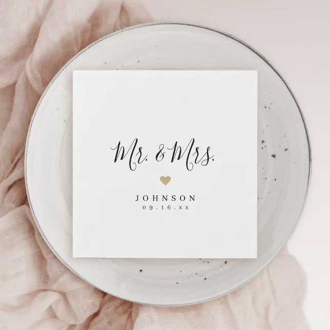 Mr and Mrs simple elegant script wedding Napkins | Zazzle