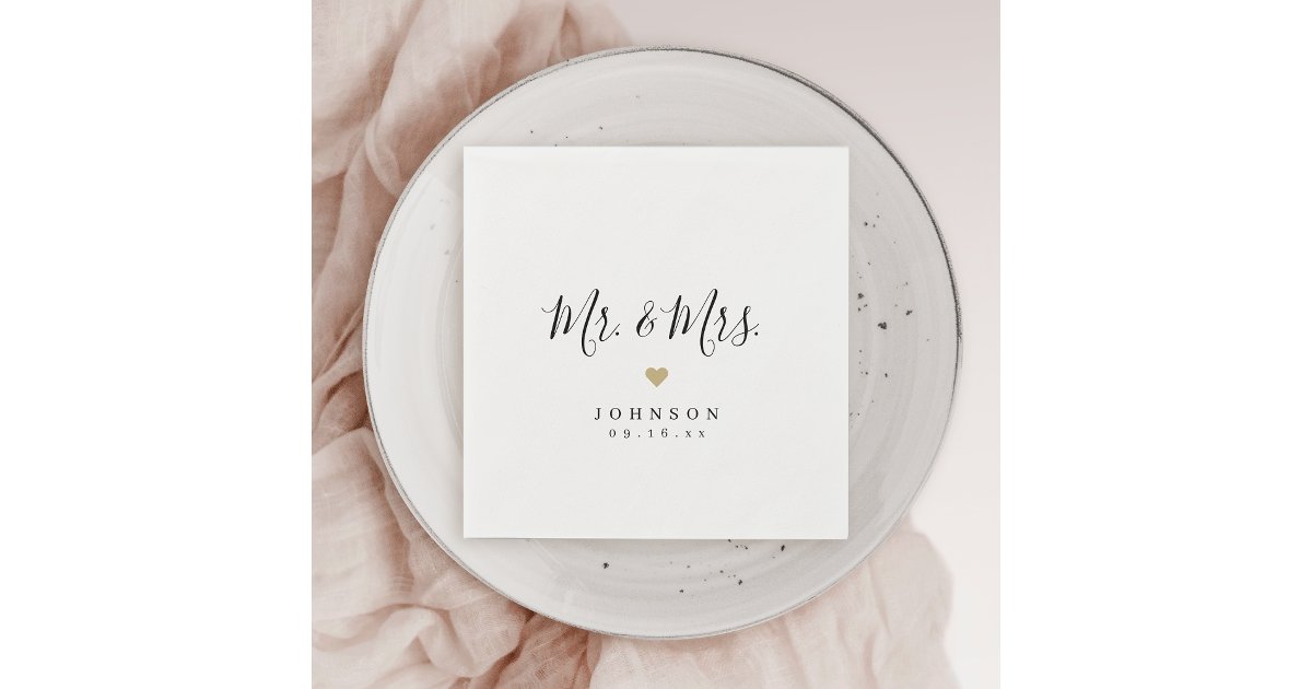 Mr and Mrs simple elegant script wedding Napkins | Zazzle