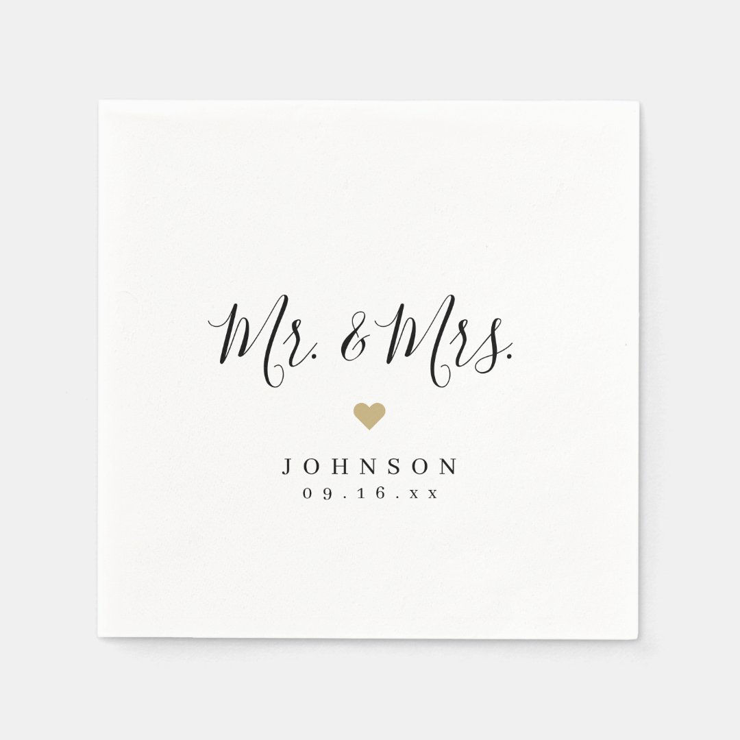 Mr and Mrs simple elegant script wedding Napkins | Zazzle