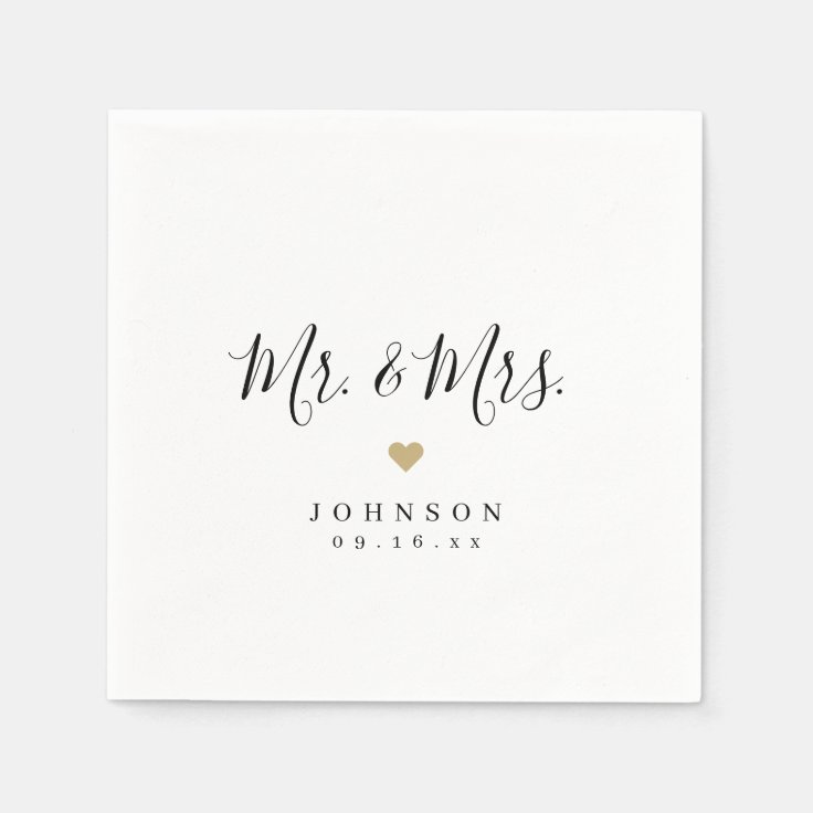 Mr and Mrs simple elegant script wedding Napkins | Zazzle