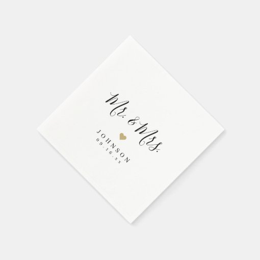 Mr and Mrs simple elegant script wedding Napkins | Zazzle