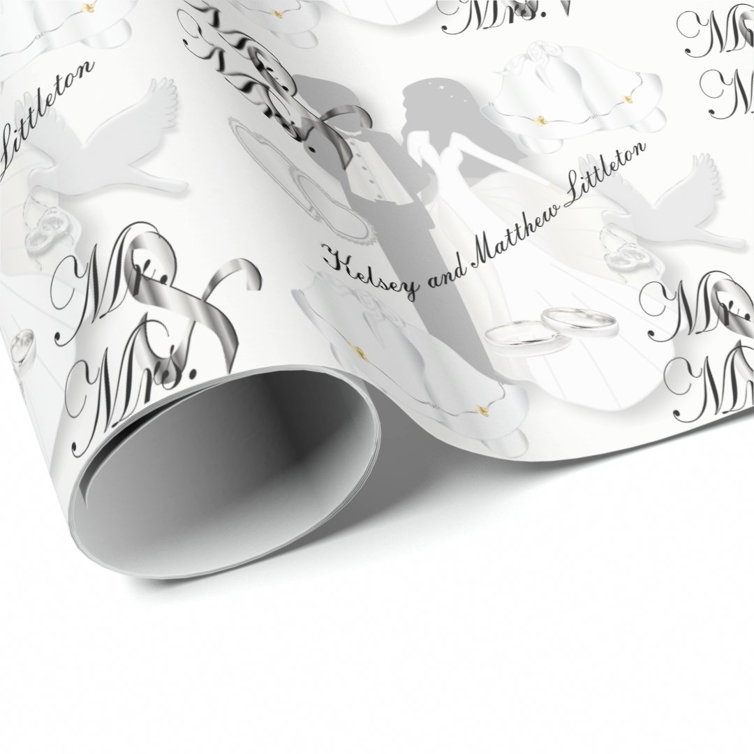 Mr. and Mrs. Wedding Design Wrapping Paper | Zazzle